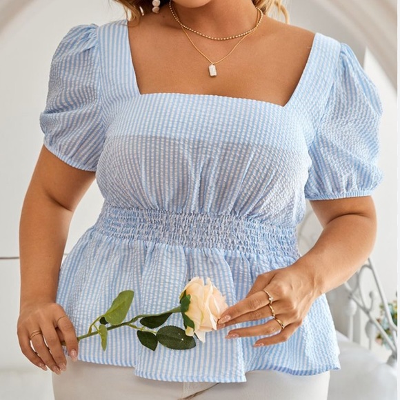 SHEIN | Tops | Shein Square Neck Puff Sleeve Top | Poshmark